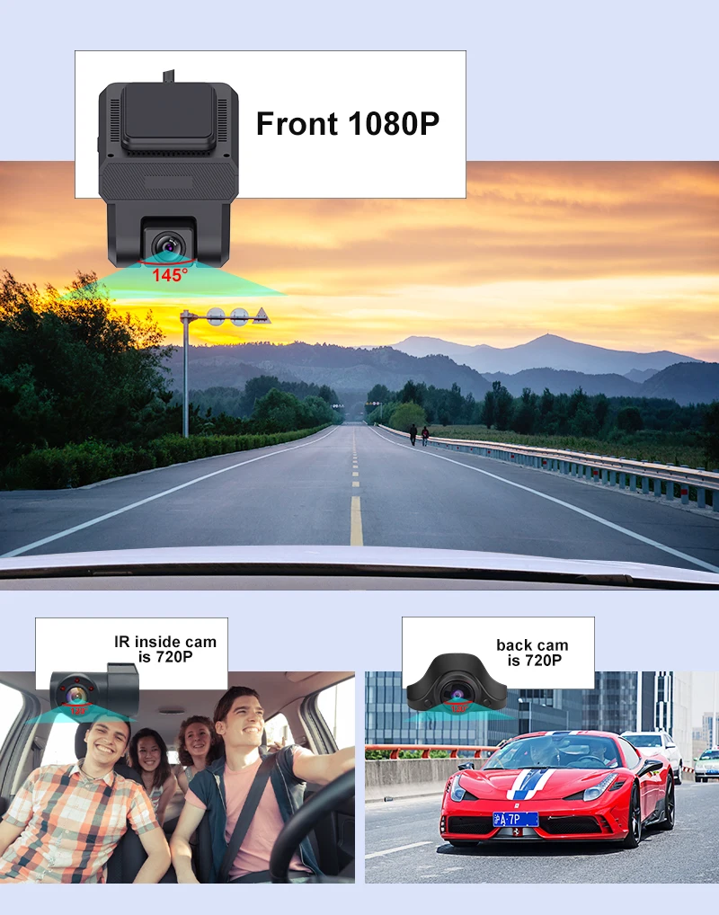 4g Dash Cameras 3CHs Record DMS, ADAS Fleet Monitor on Cmsv6 with Wifi ...