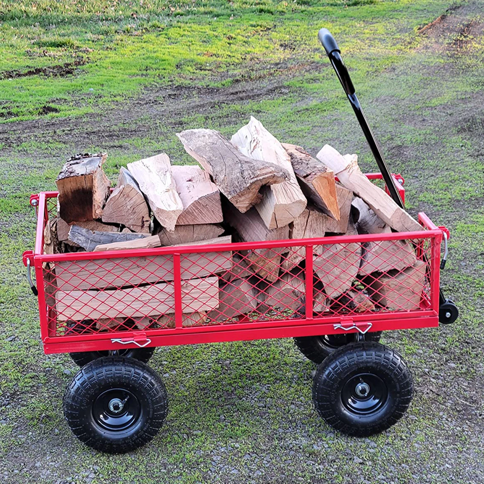 Heavy Duty Steel Mesh Cart, Garden Utility Trolley Cart with Removable ...