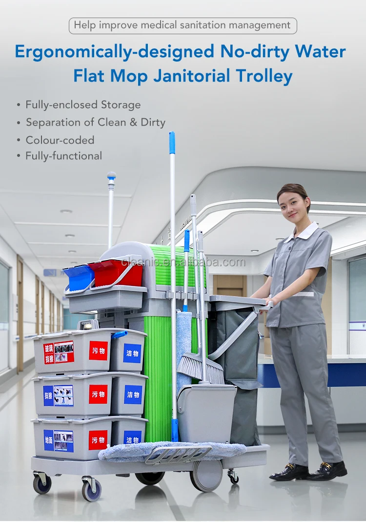 Quality Industrial Mopping Bucket Janitorial Cleaning Trolley Cart With ...