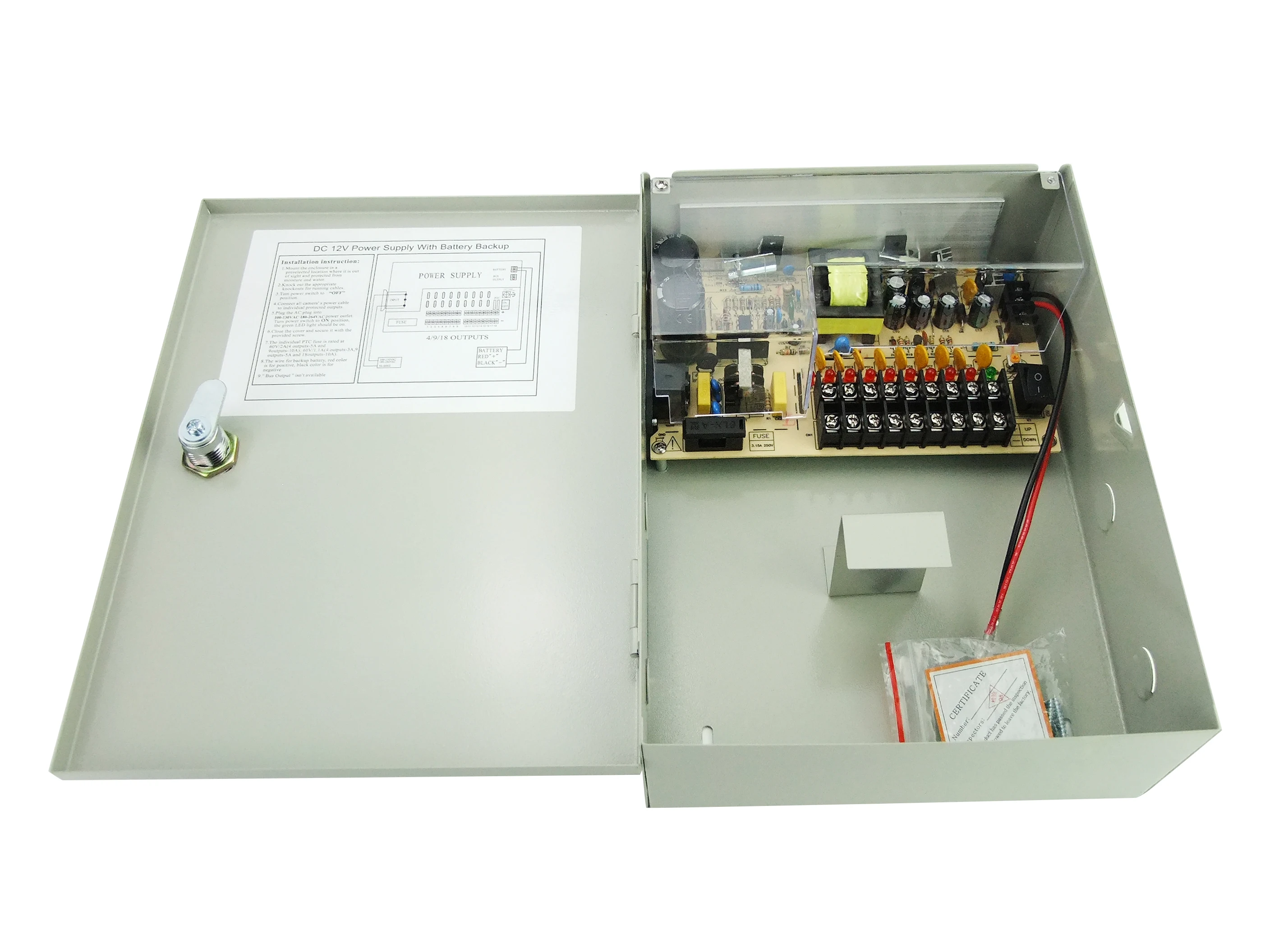 Back up Power Supply Box Access Control 9 Channel CCTV Power Supply Box ...