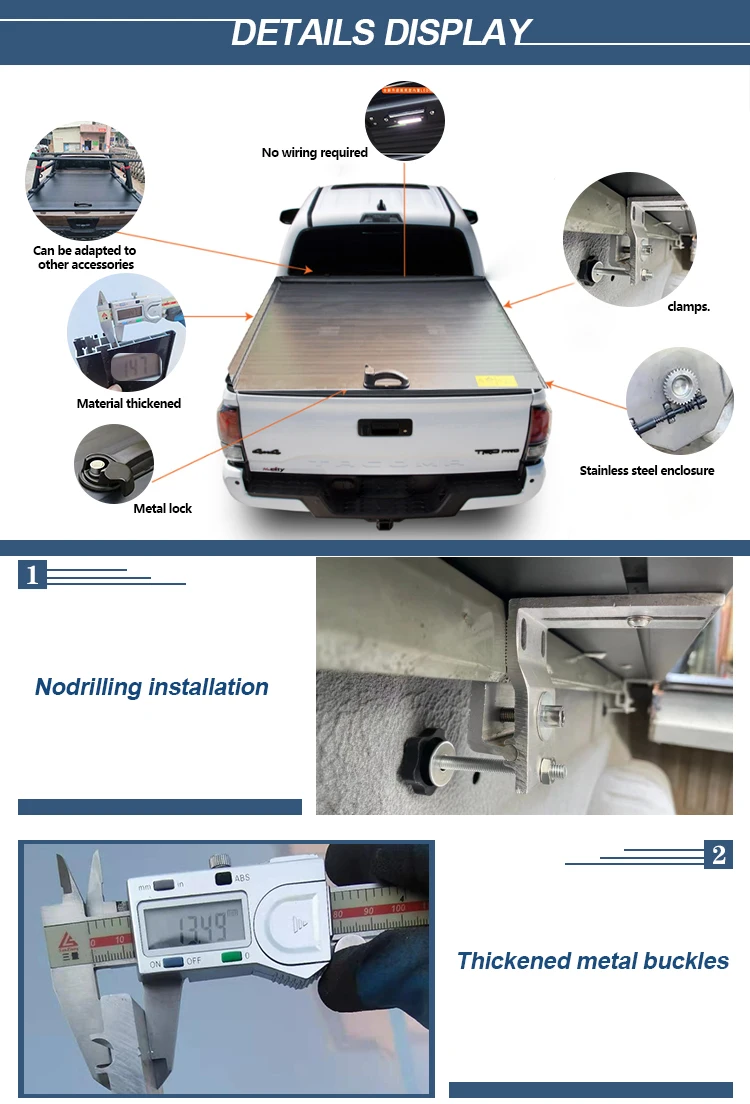 Aluminum Hard Retractable Truck Pickup Bed Tonneau Cover Roller Shutter ...