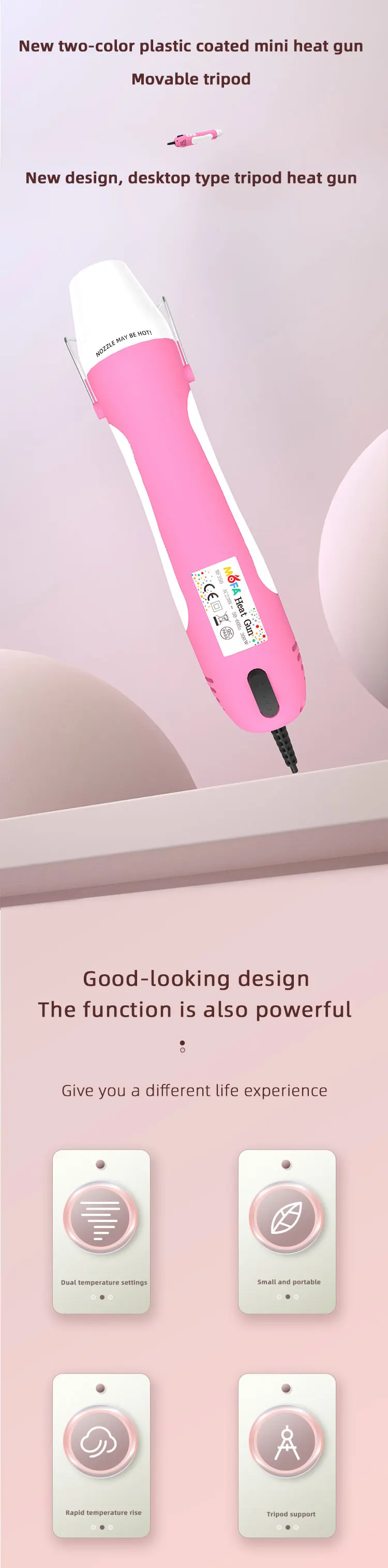 Mofa Electric Hot Air Blower Soldering Shrink Wrap Heat Hot Gun Sealing ...