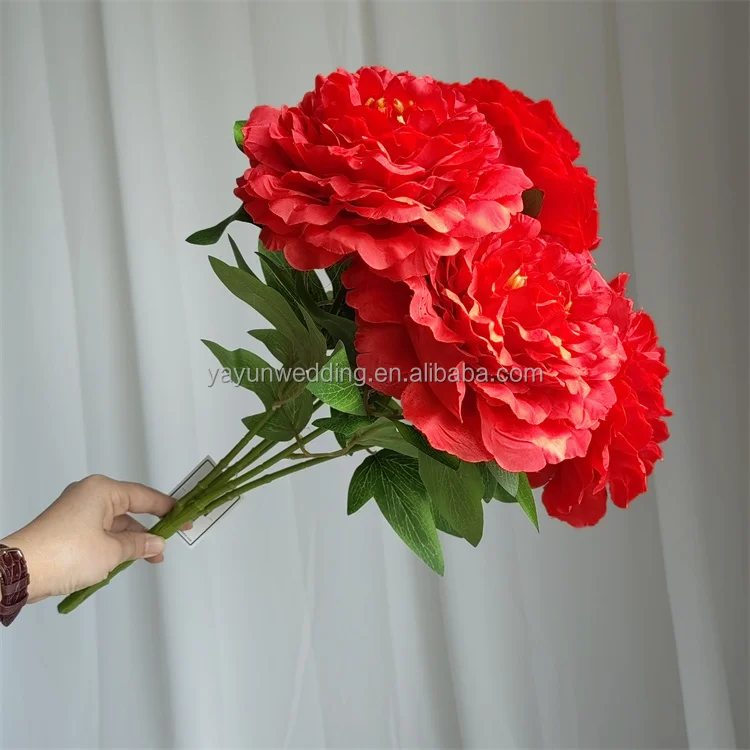 G-049 High Quality 5-Head Artificial Peonies Flower Wedding Home Decoration Faux Silk Peony ...
