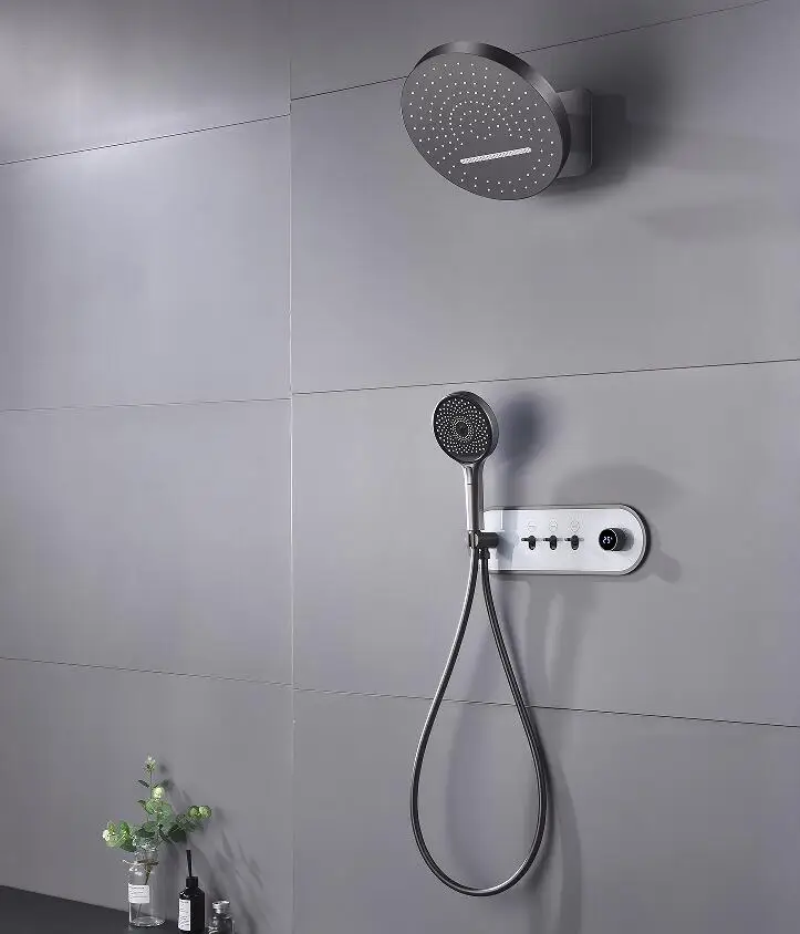 Led Temperature Digital DisplaySolid Brass Bathroom Luxury Concealed ...