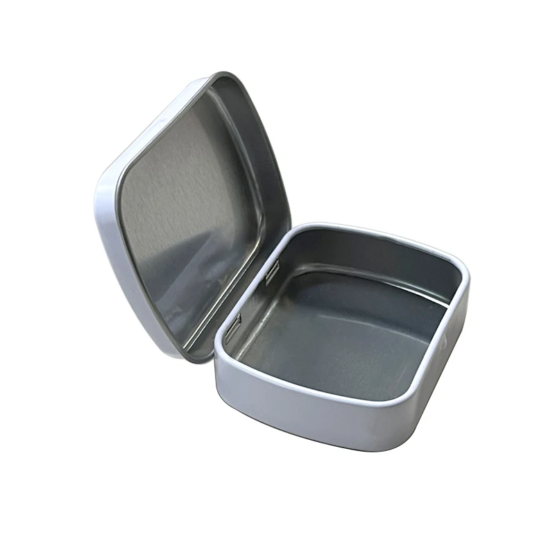 60x47x15mm Small Hinged Lid Metal Cans Food Grade Empty Tin Box for ...