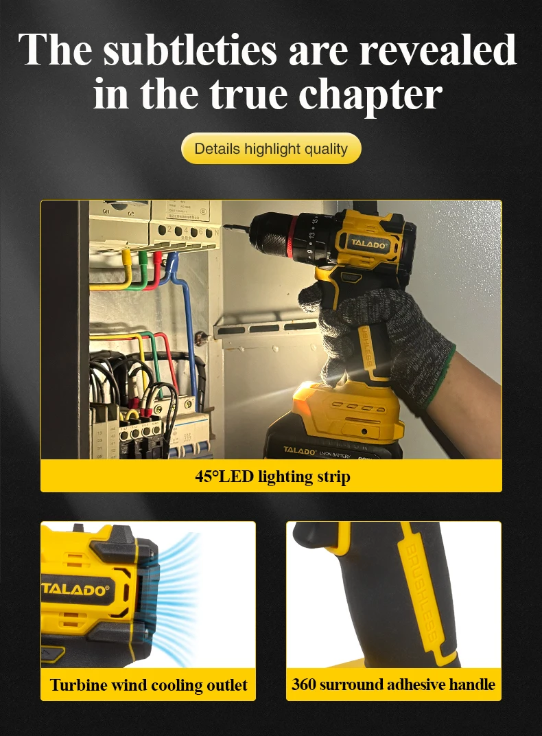 TALADO Cordless Drill 20v Battery - High Efficiency Tool