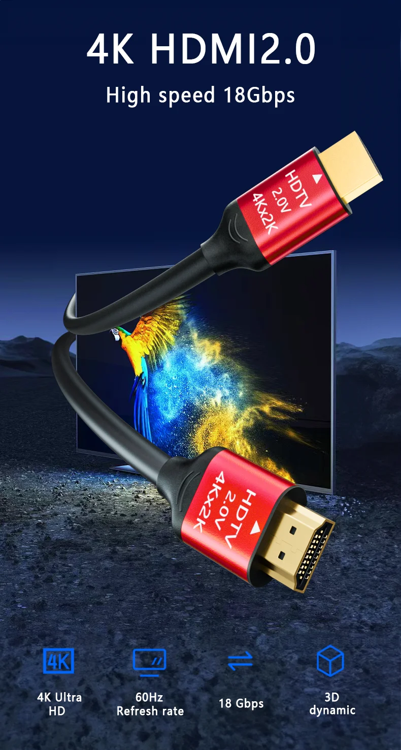 Certified HDMI 2.0 Cable - 4K 60hz, 48gbps, Dynamic HDR