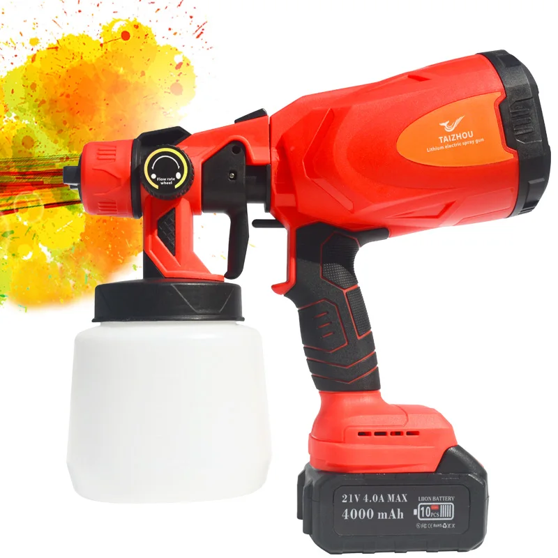 Airless Cordless Electric Spray Gun 21v Paint Latex Spray Gun 1000mA ...