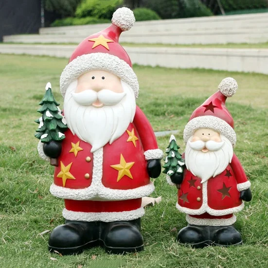 Christmas Decoration Resin Fiberglass Life Size Outdoor Santa Claus ...