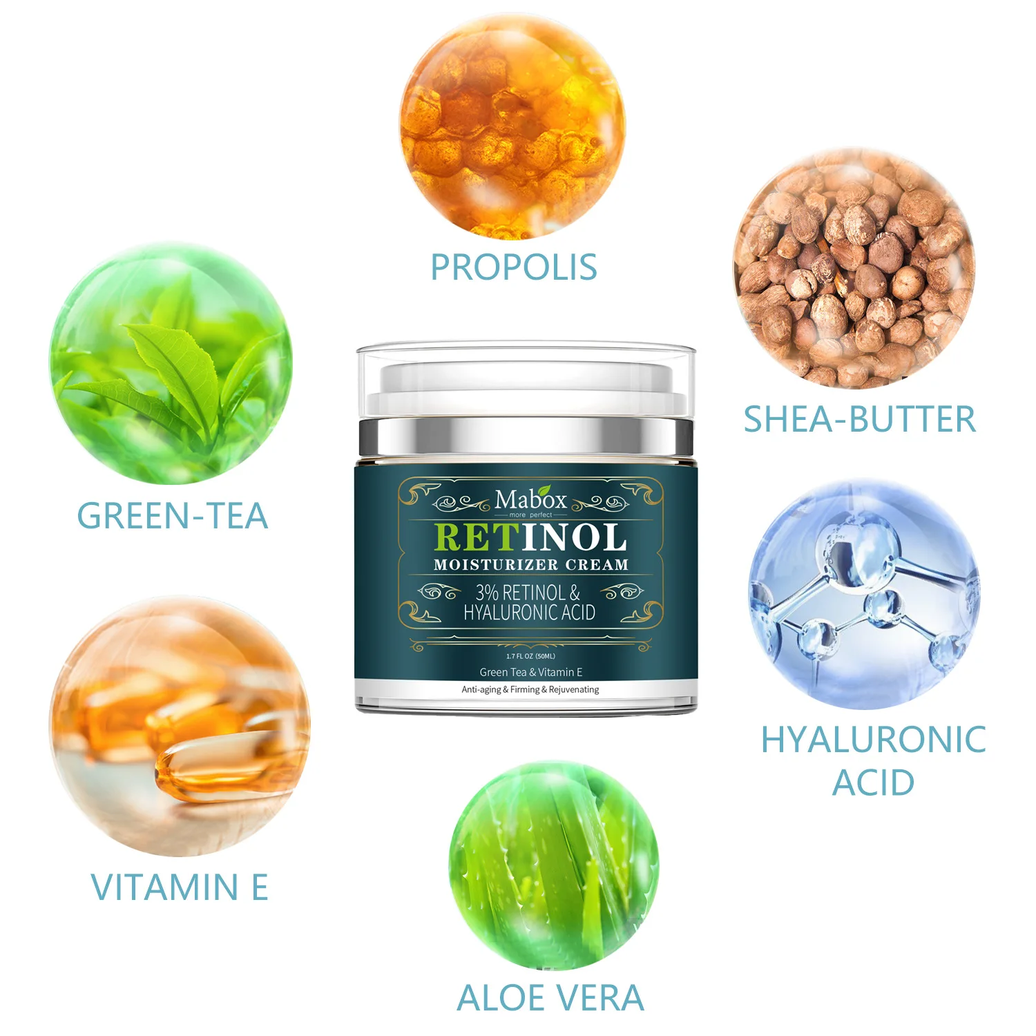 Mabox Retinol Hyaluronic Acid Facial Moisturizing Cream Vitamin A ...