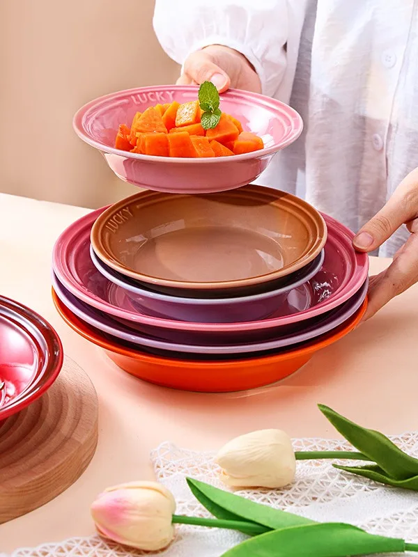 New Colored Ceramic Dinner Plate Soup Pasta Cold Dishes Breakfast ...