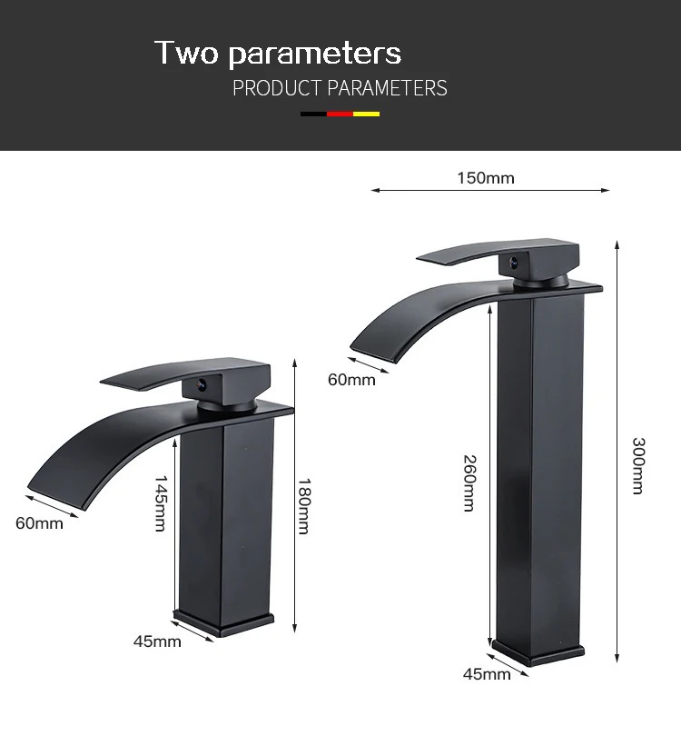 Douch Hotel Bathroom Basin Faucet Brass Single Hole Waterfall Brass Hot ...