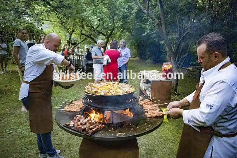 Outdoor Corten Steel European BBQ Grill - Durable & Portable