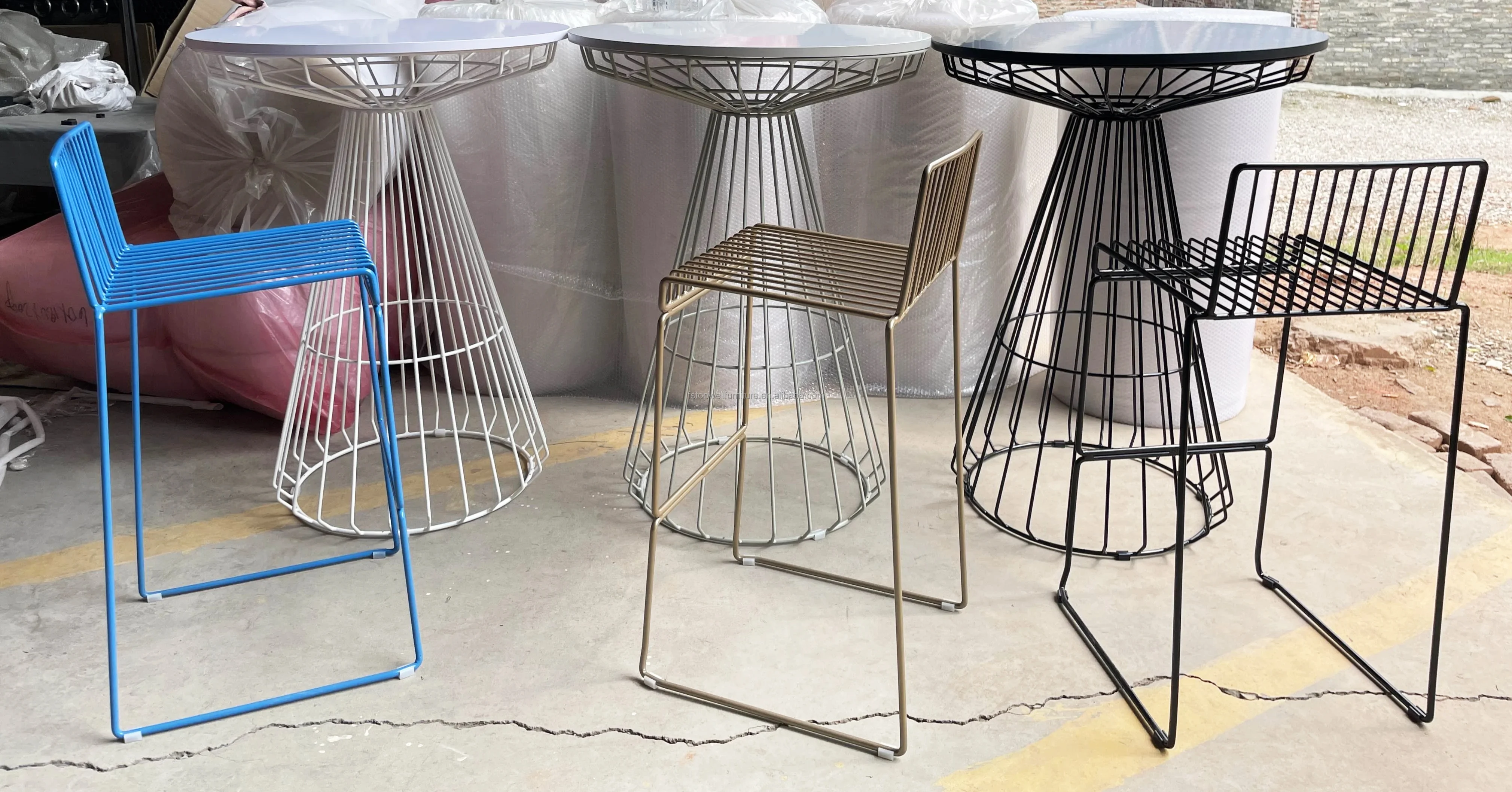 High Top Bar Tables Cocktail Table Steel Wire Tall Restaurant Cafe High ...