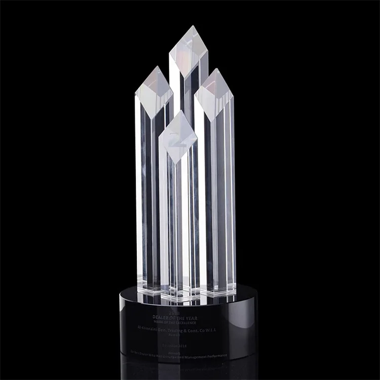 Customized K9 Columnar Shape Crystal Awards Trophy For Award Ceremony ...