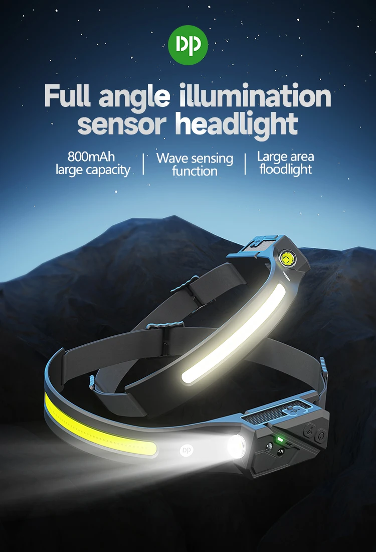 Dp Led Wave Sensor Head Torch Inductions Cob Forehead Light Flood Spot ...