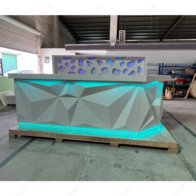 Luxury Corian Marble Mobile Bar Counter with LED Lights - Modern Design ...