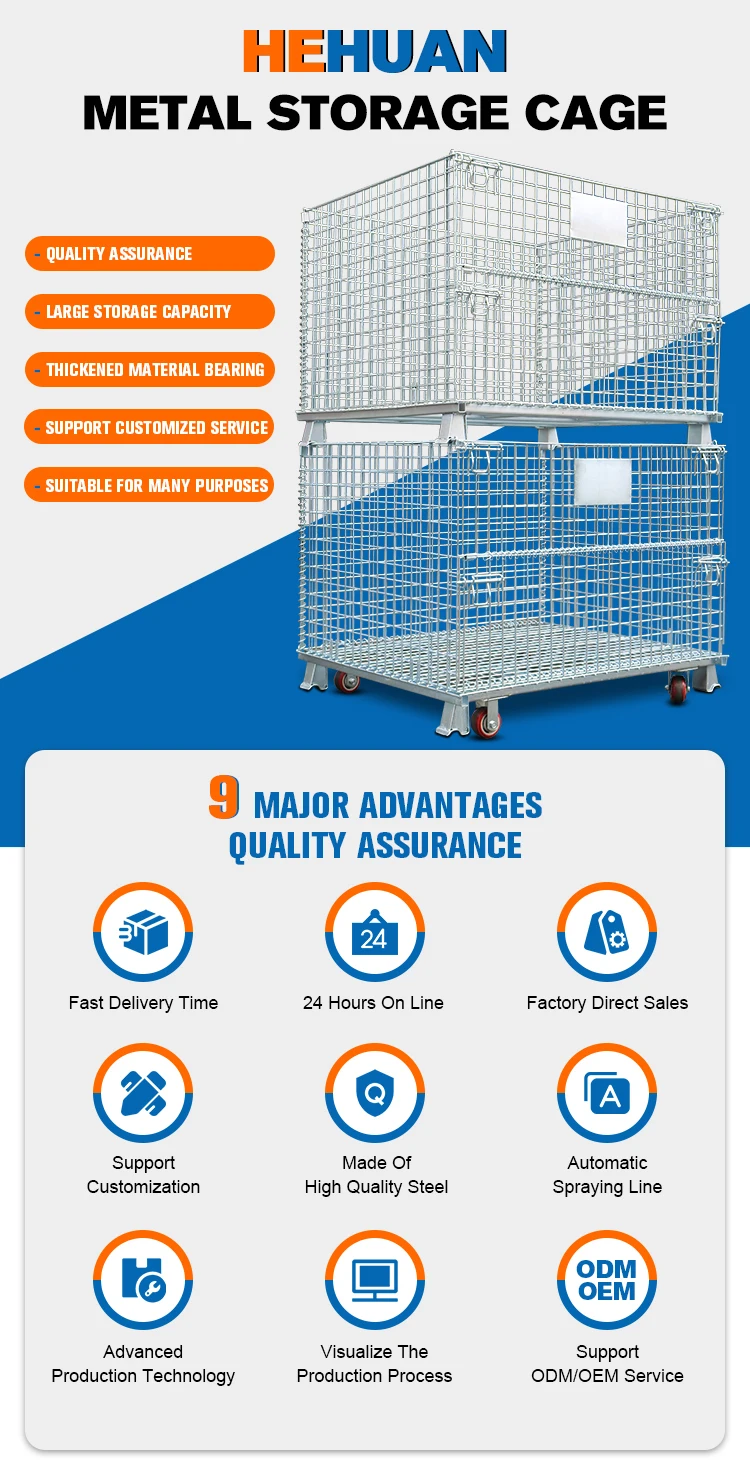 Wholesale Foldable Galvanized Steel Cages Metal Pallet Stackable ...