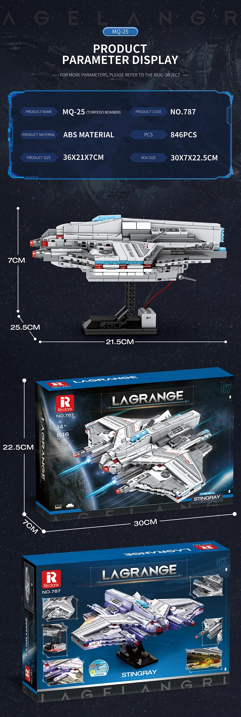 Reobrix Space Battleship MOC Model Bricks - 846PCS DIY