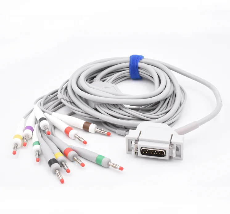 Hellige IEC ECG Patient Cable with 10 Lead Banana Electrode Medical ...
