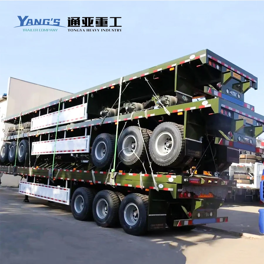 3 Axles 40 Feet 20ft 40ft Flatbed Container Trailers For Sale - Buy ...