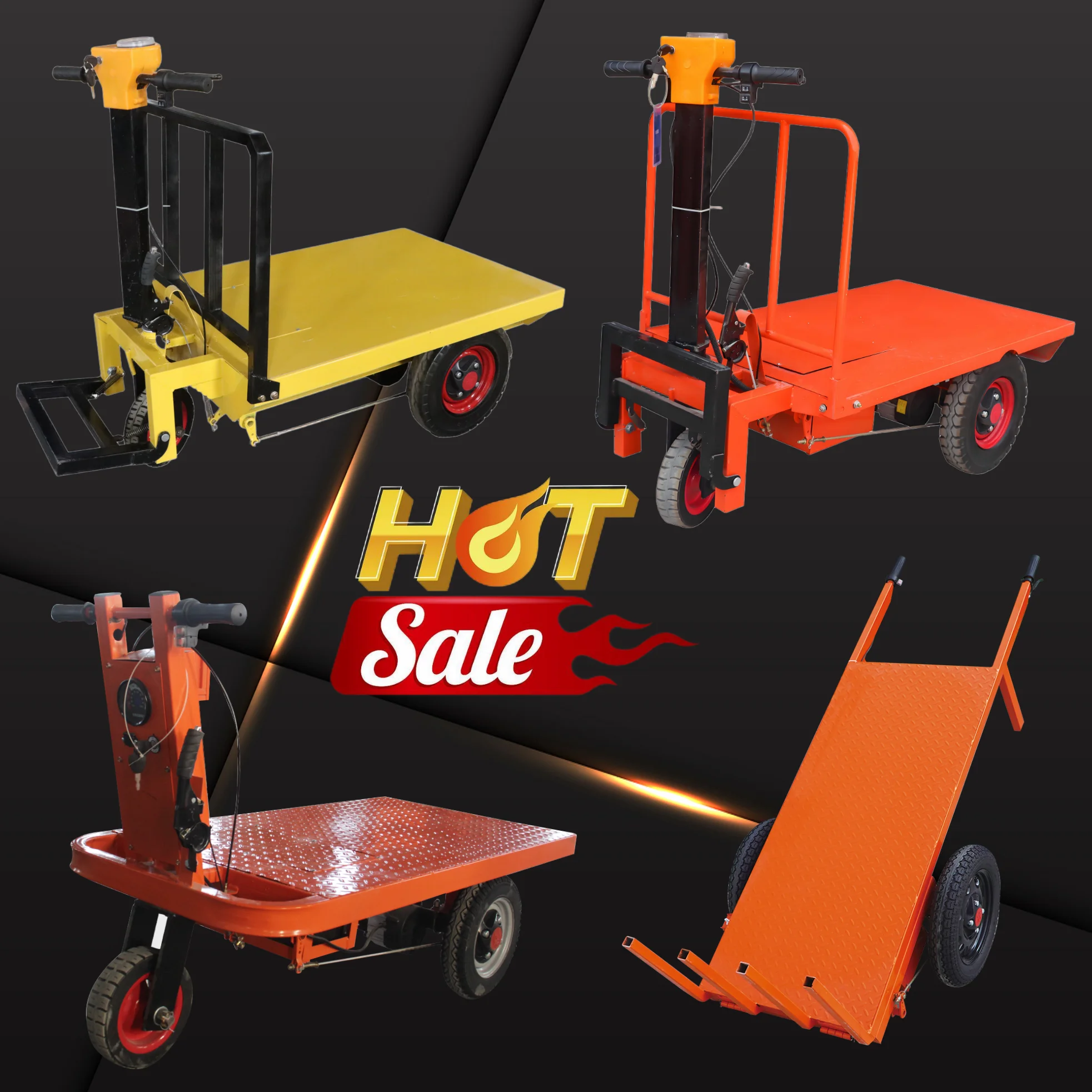 Standard Load 1000kg Electric Flatbed Trailer Dollies and Trolleys with ...