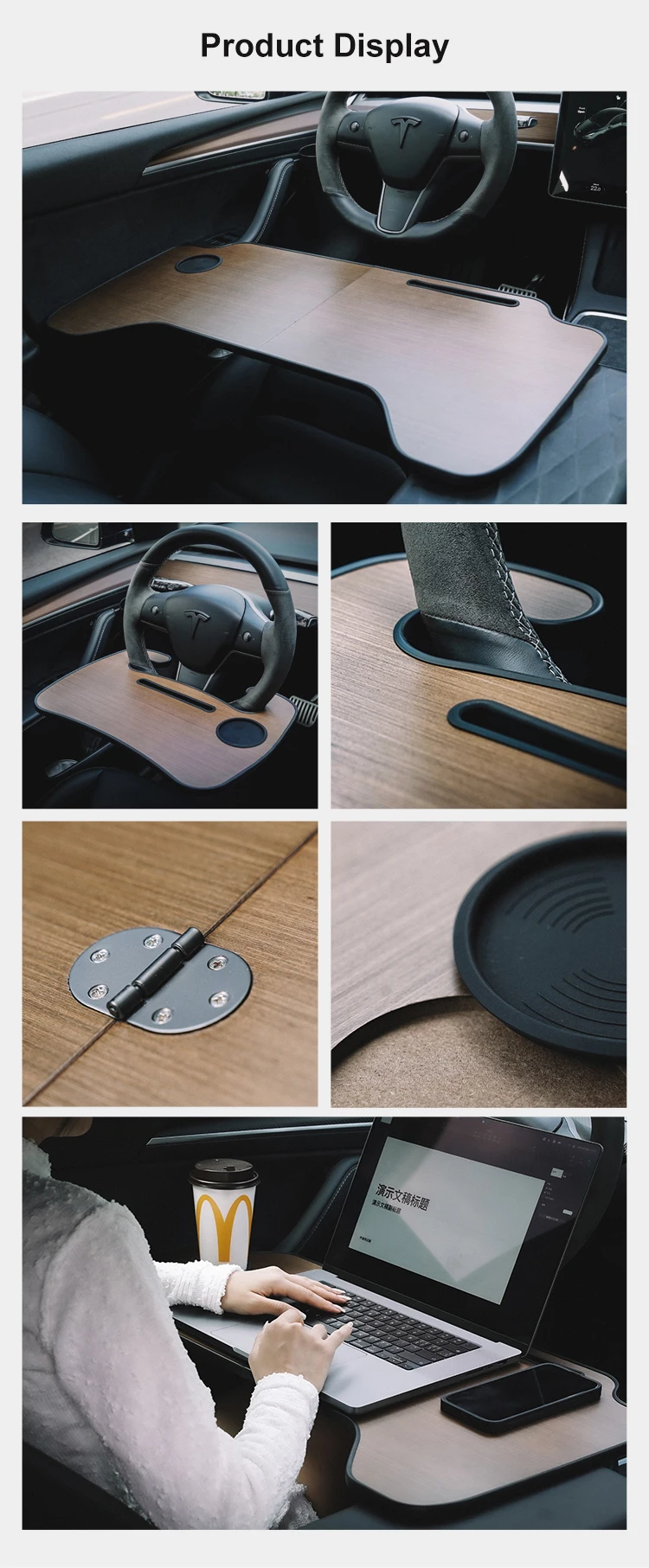 Car Laptop Desk Dining Table Portable Foldable Steering Wheel Wooden ...