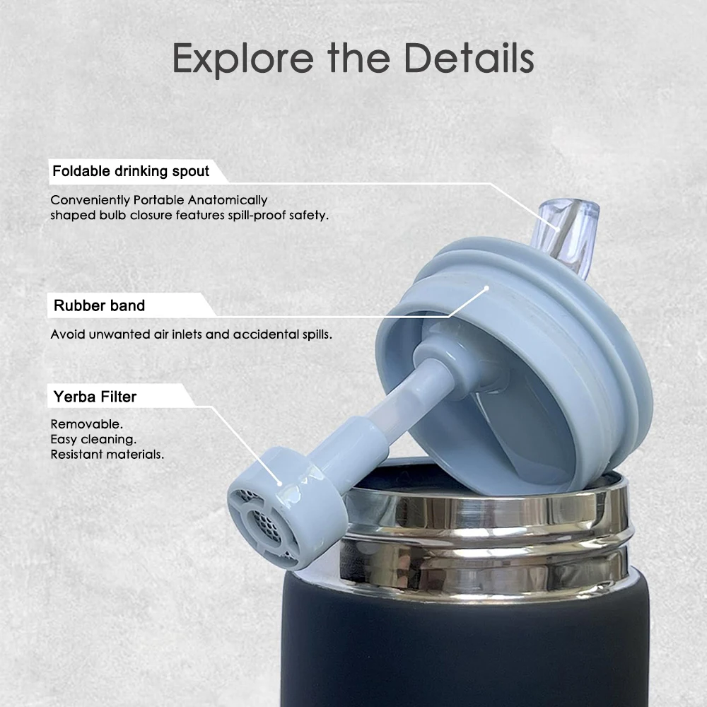 Fuboom Yerba Mate Thermos Bottle - 500ml Double Wall Stainless Steel