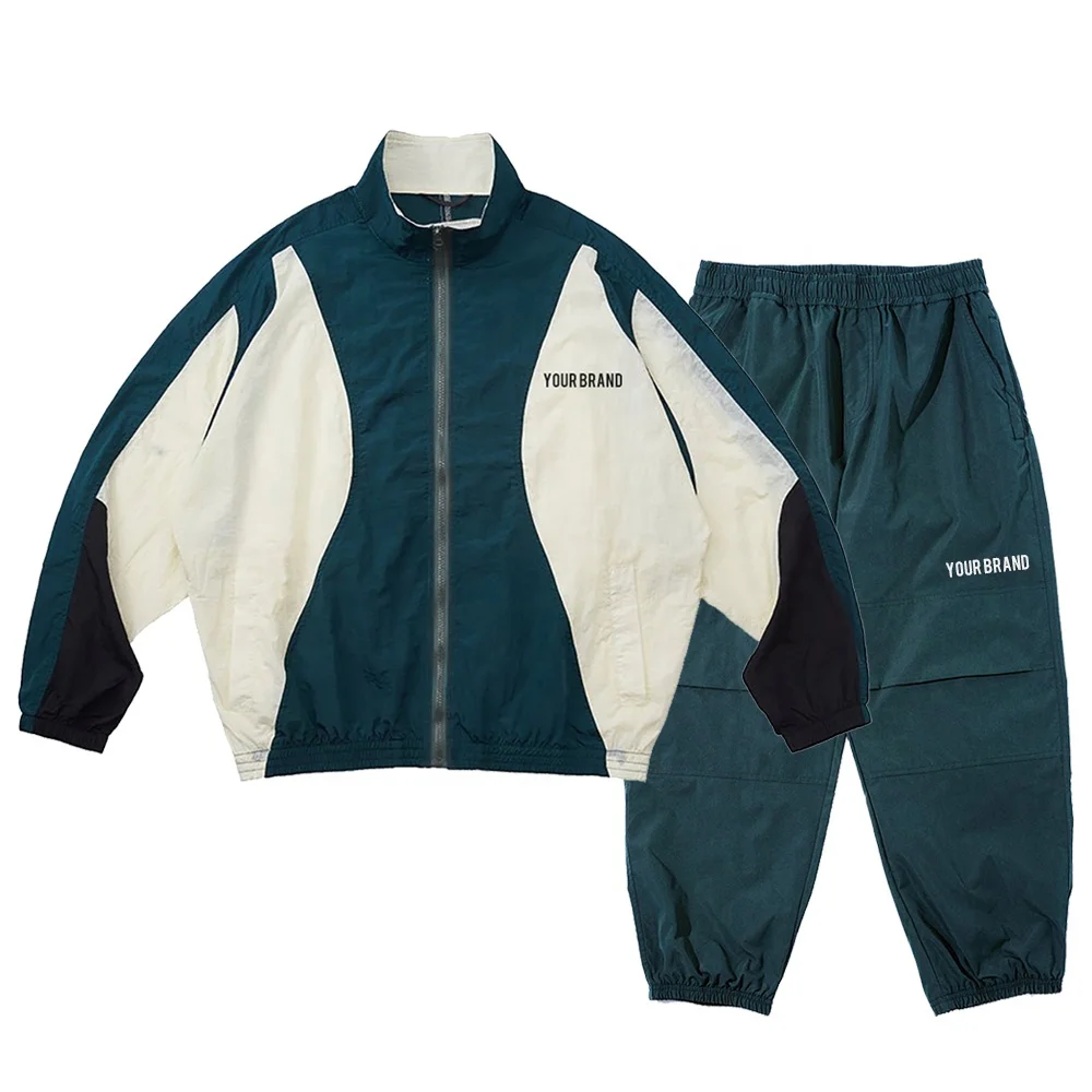 Men's Oversized Baggy Tracksuit - Nylon Track Pants Set