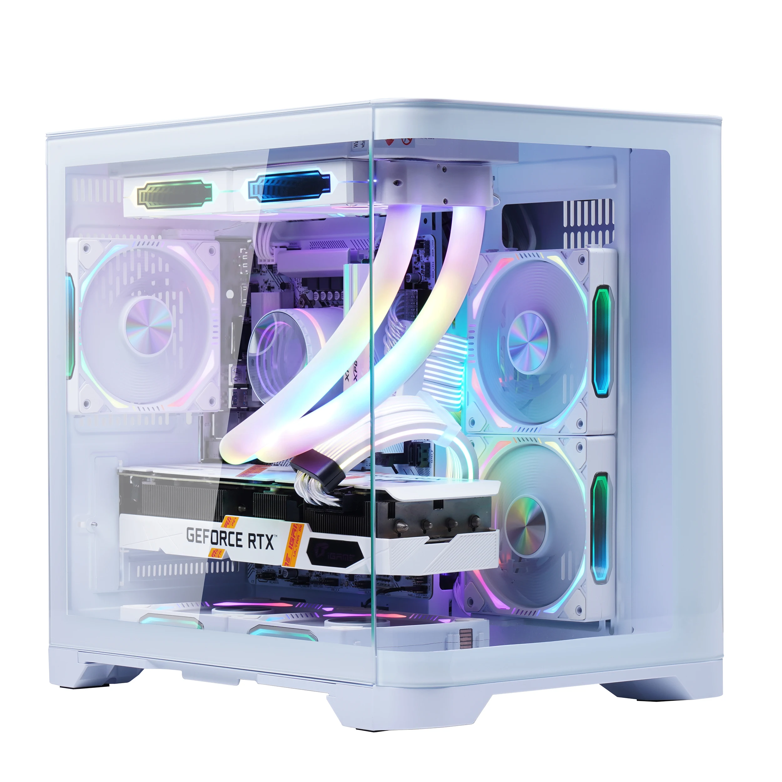 Factory New Design White MATX Gaming PC Case Desktop Chassis Curved ...