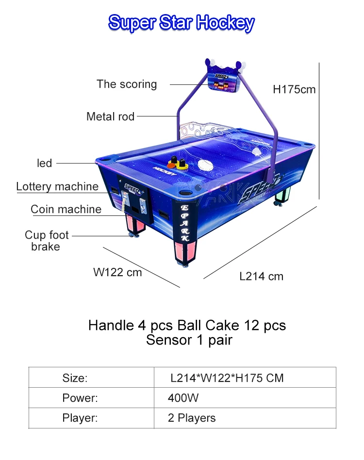 Indoor Arcade Game Machine - Air Hockey Table with Prize