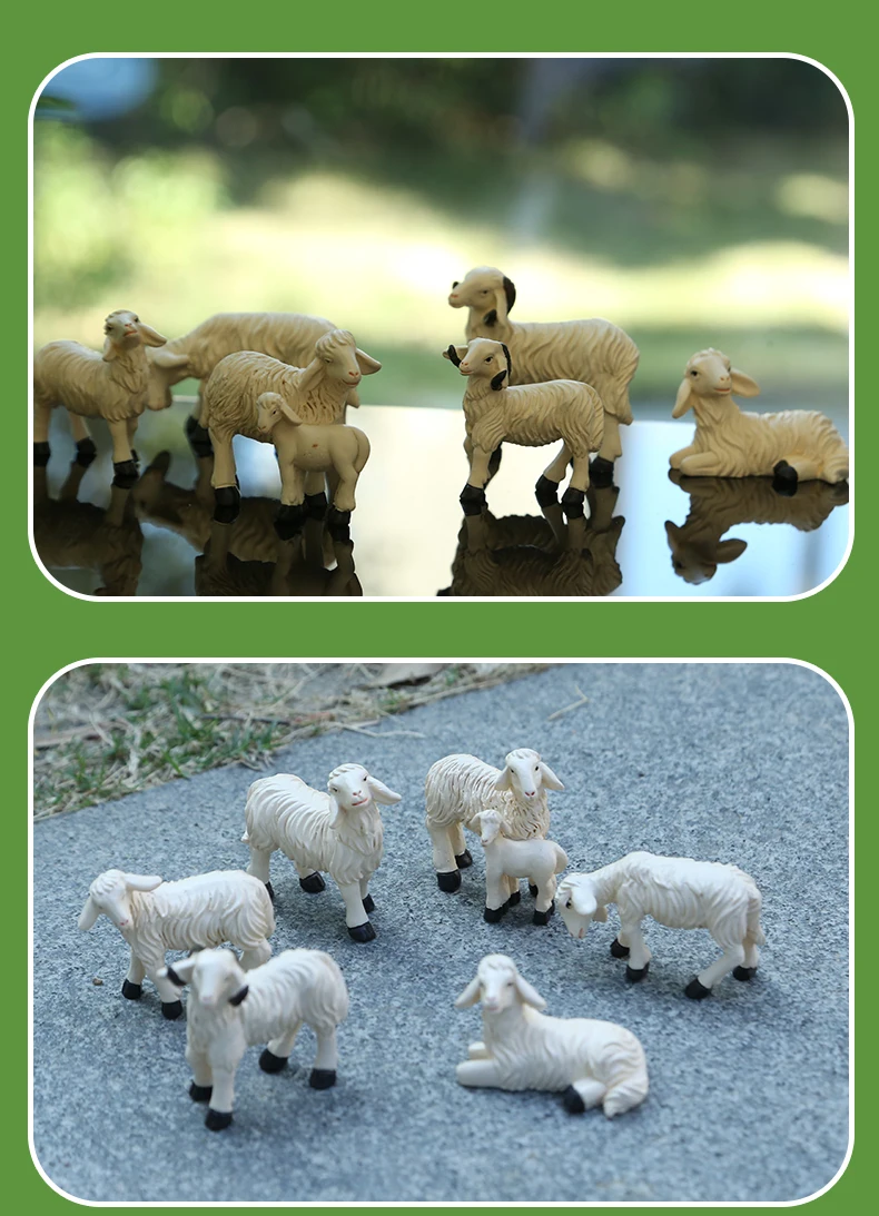 1.5inch Garden Sheep Statue Set Resin Sheep Sculpture Decoration 6Pcs ...