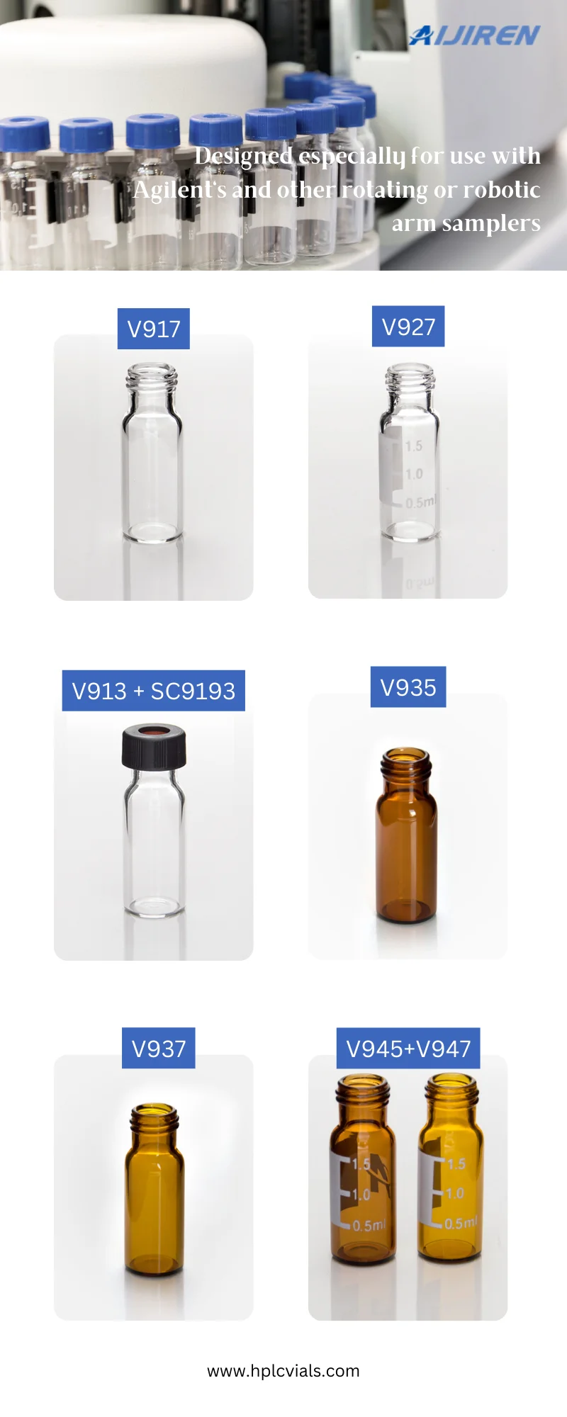 9-425 2ml HPLC Chromatography Sample Vials Screw Cap Liquid Autosampler Glass Vial for Pharma ...