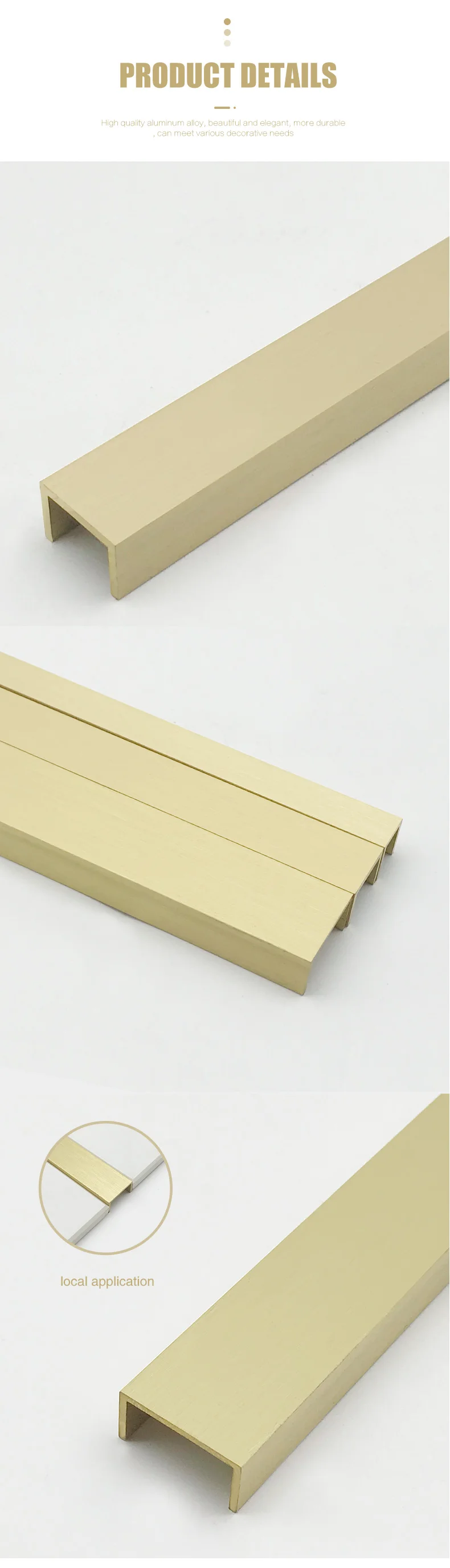 BU-U Shape Brass Tile Trim - Durable & Stylish Metal Strip
