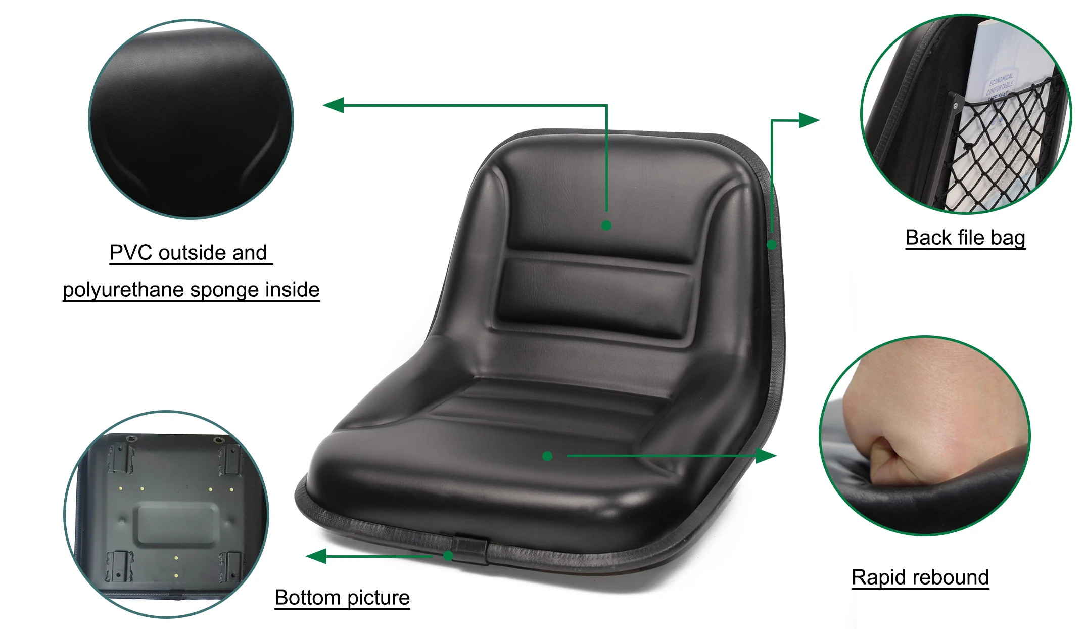 Universal Tractor Back Suspension Seat Durable Thickly-padded Forklift ...