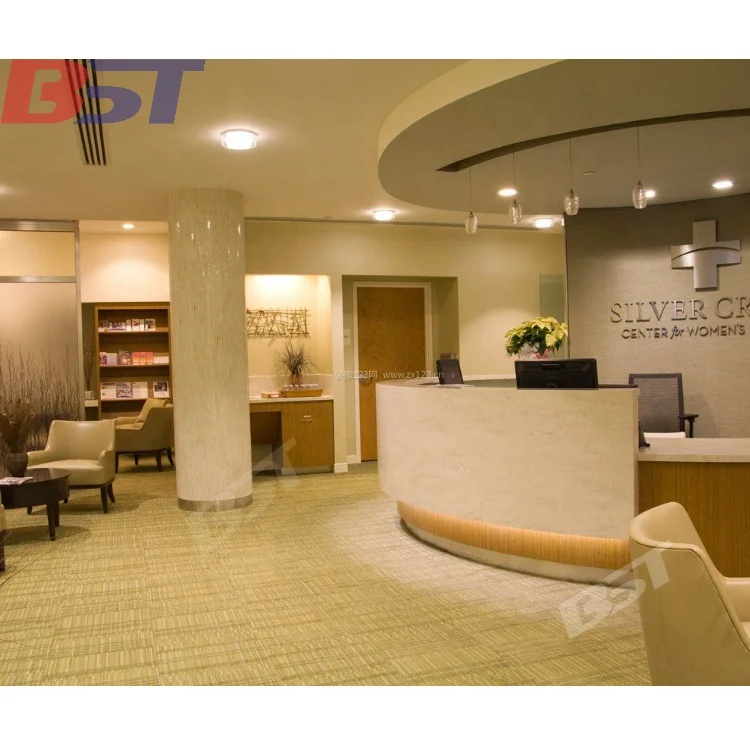 Hospital pink Reception Table Front Desk Nurse Guidance Station Tables ...