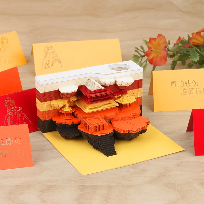 Laser Cut Art Building 3d Shaped Gift Paper Pad Sticker Handmade Memo ...