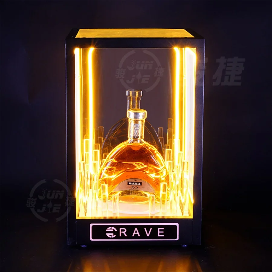 Glow Rotating Champagne Cage Bottle Glorifier Wine Box Display Rack VIP ...