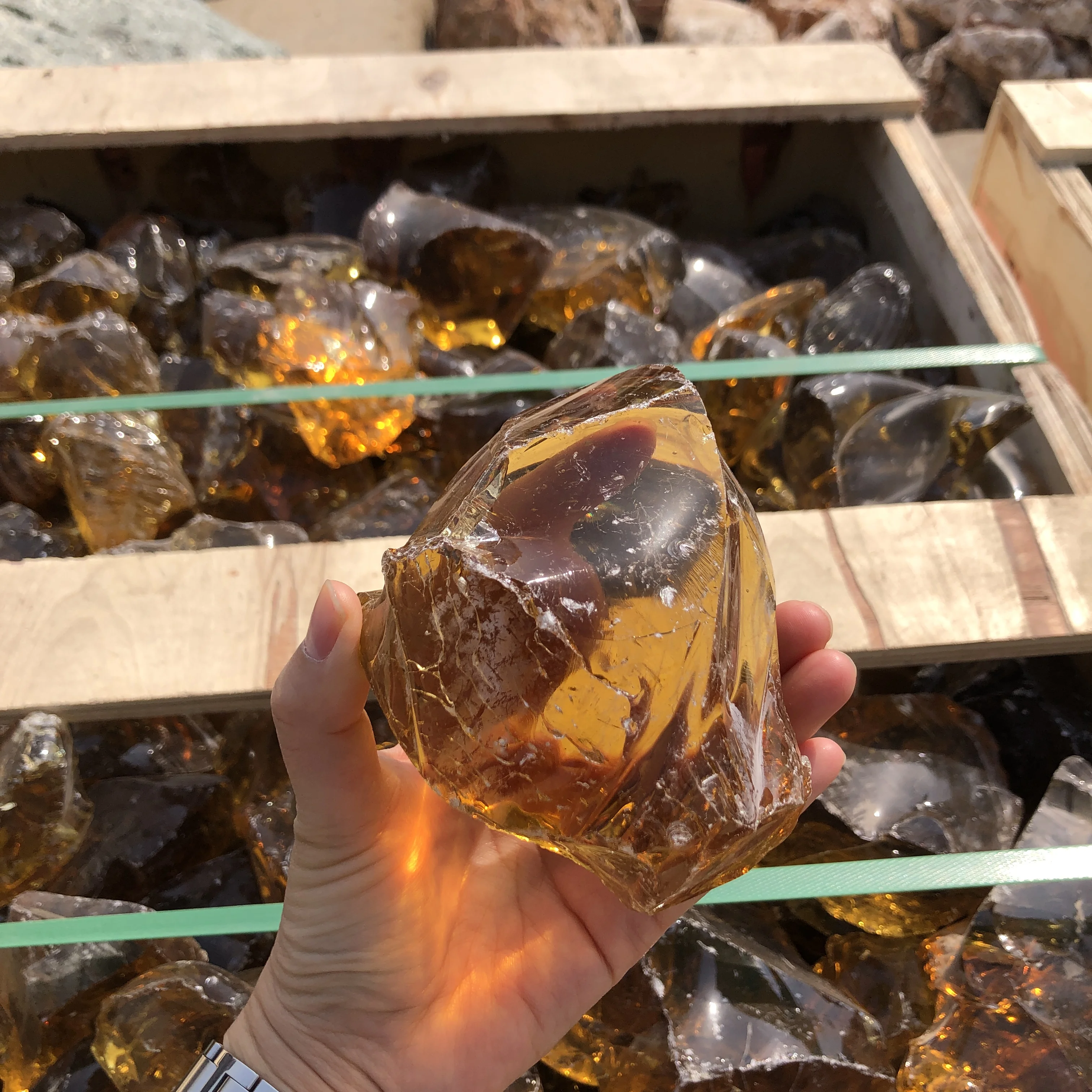 Garden Decoration Fire Rated Glass Landscaping Natural Decorative Amber ...