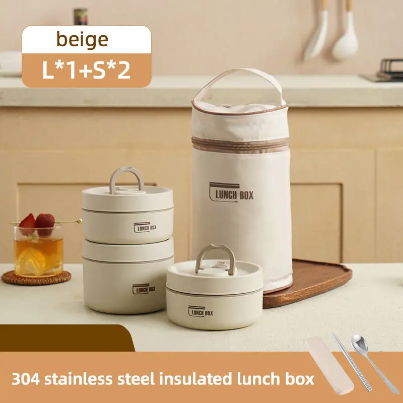 Stainless Steel Thermal School Kids Adult Food Bento Lunch Box With ...