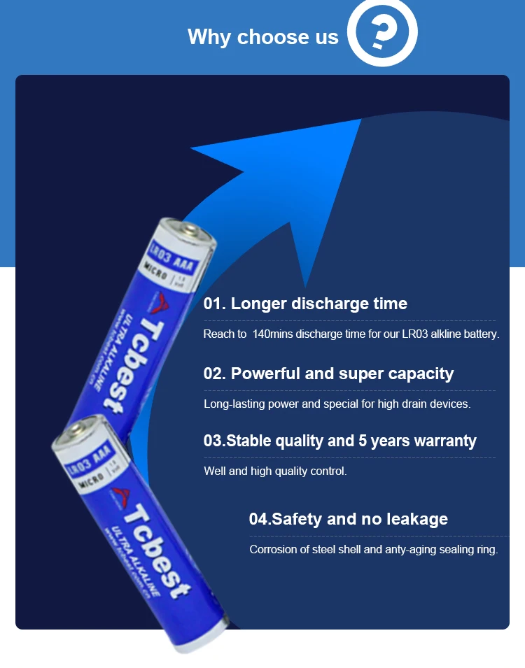 Wholesale 1.5v Alkaline AAA Batteries - 5 Year Shelf Life