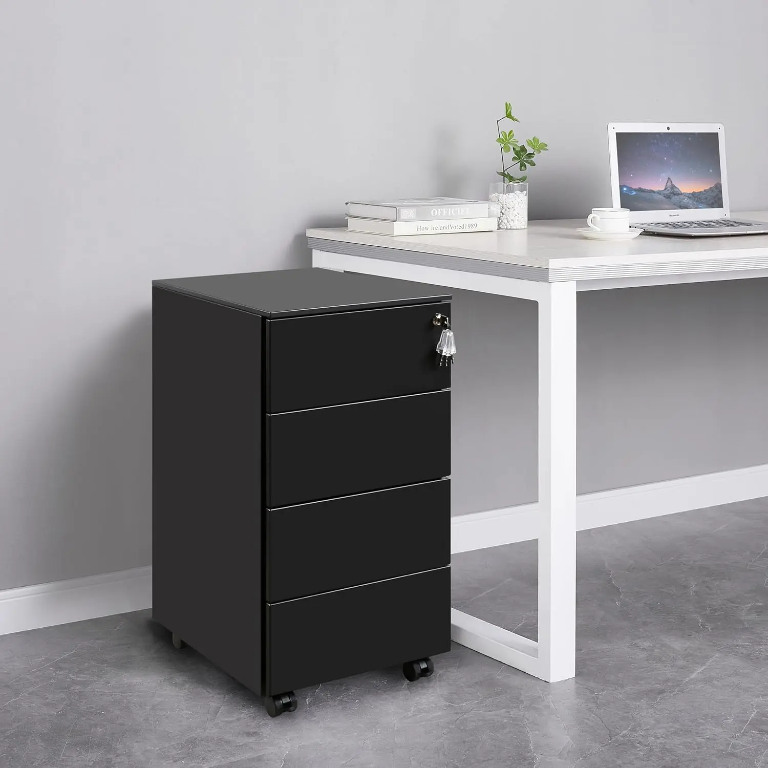 Office Movable Base with 4 Drawers ,Rolling Container Pre-Assembled ...