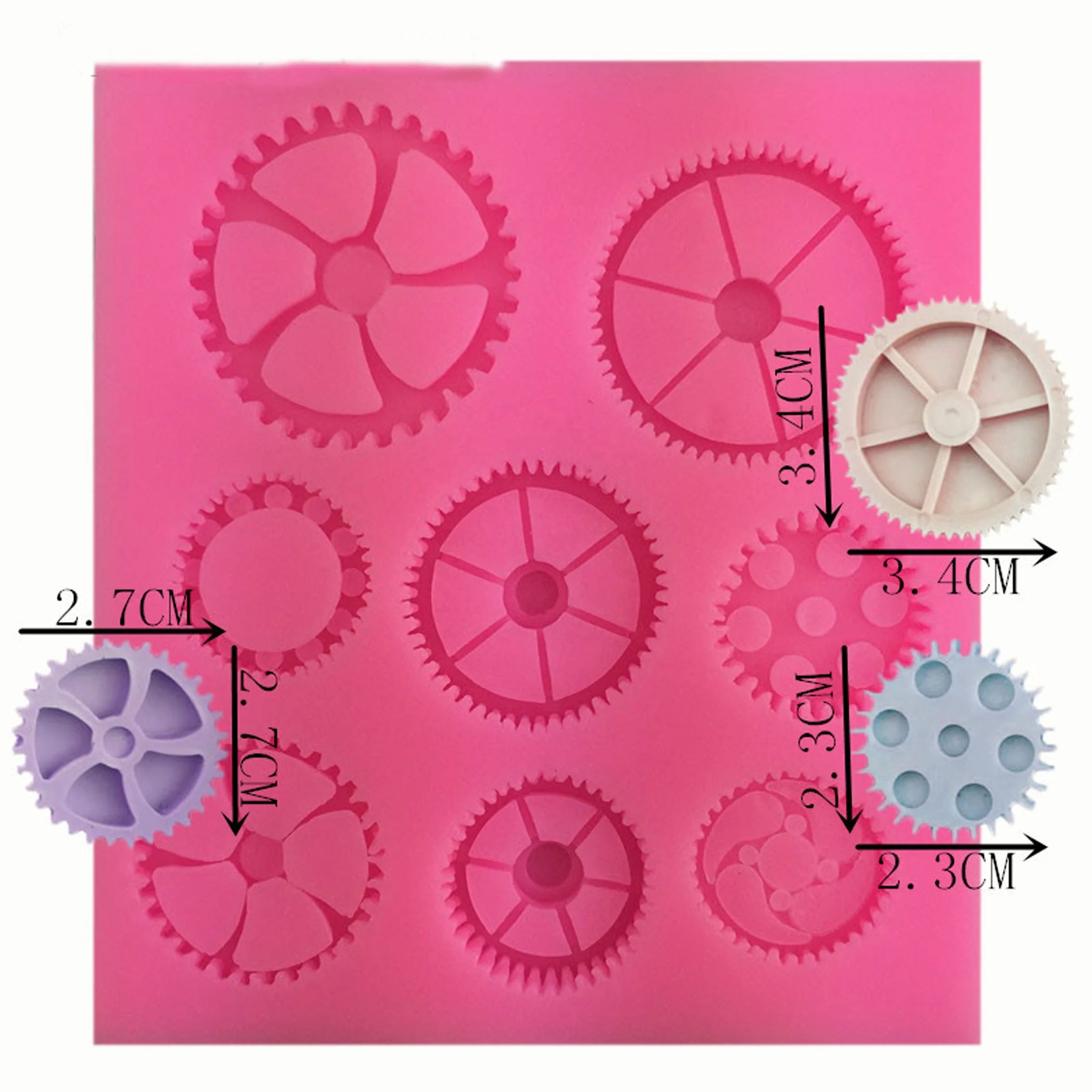 8 Different Gear Wheel Shaped Silicone Diy Epoxy Resin Molds For Cake ...