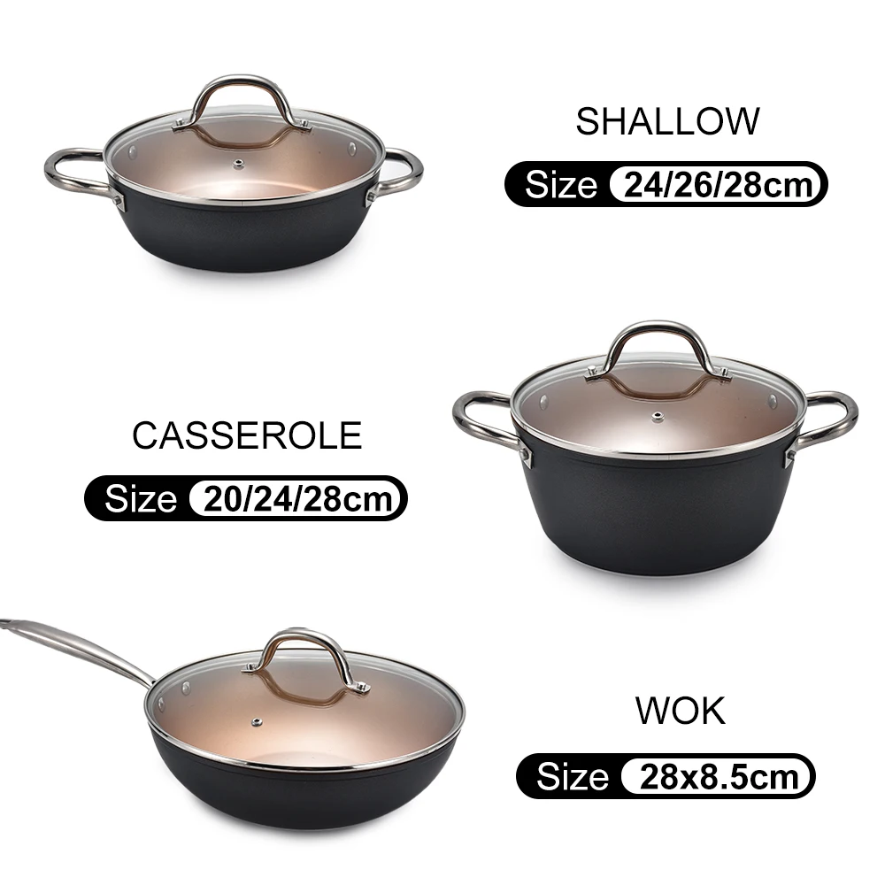 Smartpan Odm 9pcs Kitchen Marble Cooking Pot Ware Copper Pan Cookware ...