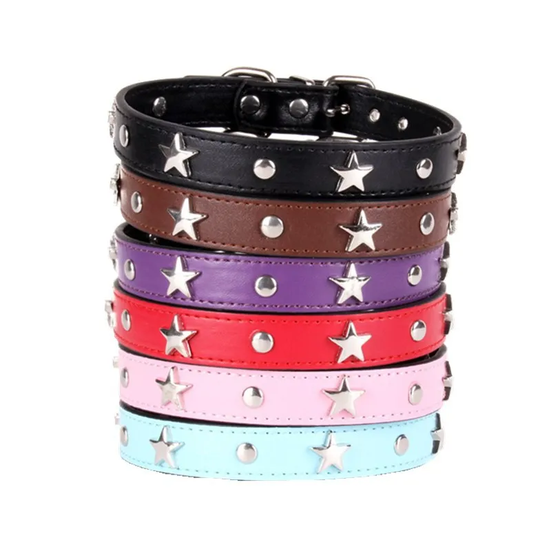 Dog Pet Star Rivet Pet Neck Strap Dog Pu Neck Ring Collar - Buy Dog ...