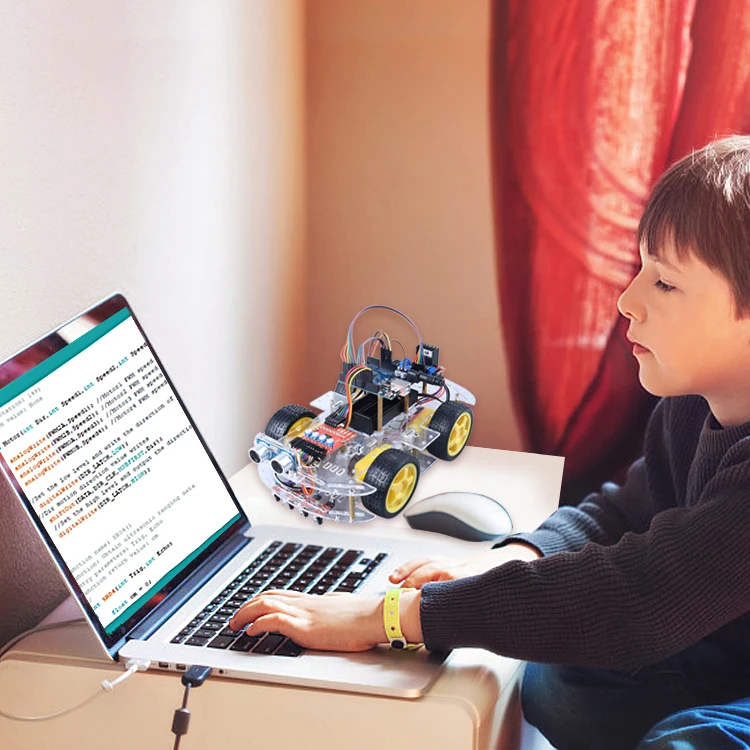 Diy 4wd Tracing Ultrasonic Obstacle Avoidance Car Kit Smart Robot Car ...