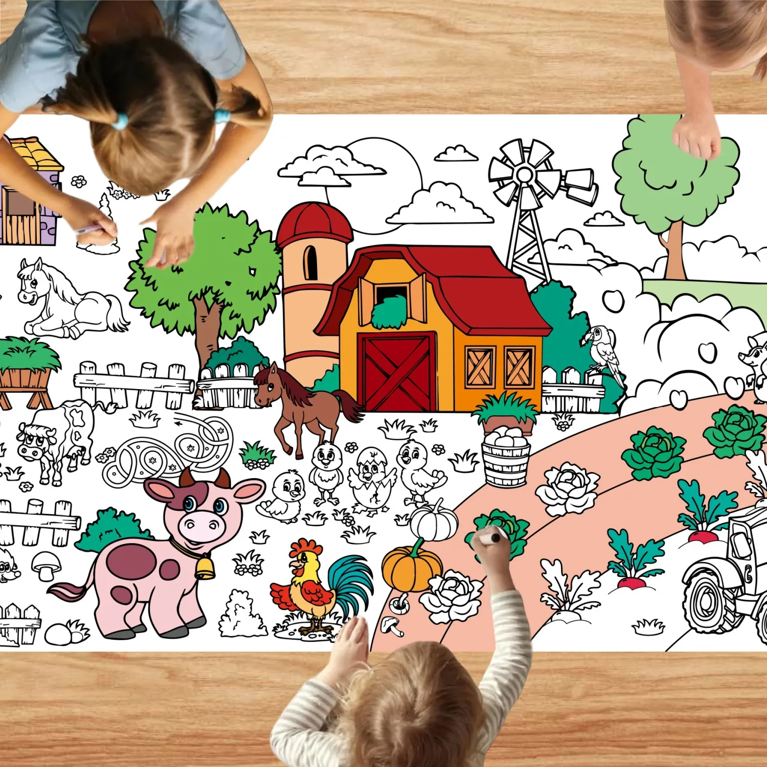 Farm Animals Giant Coloring Poster for Kids Safri Wild Life Crafts ...