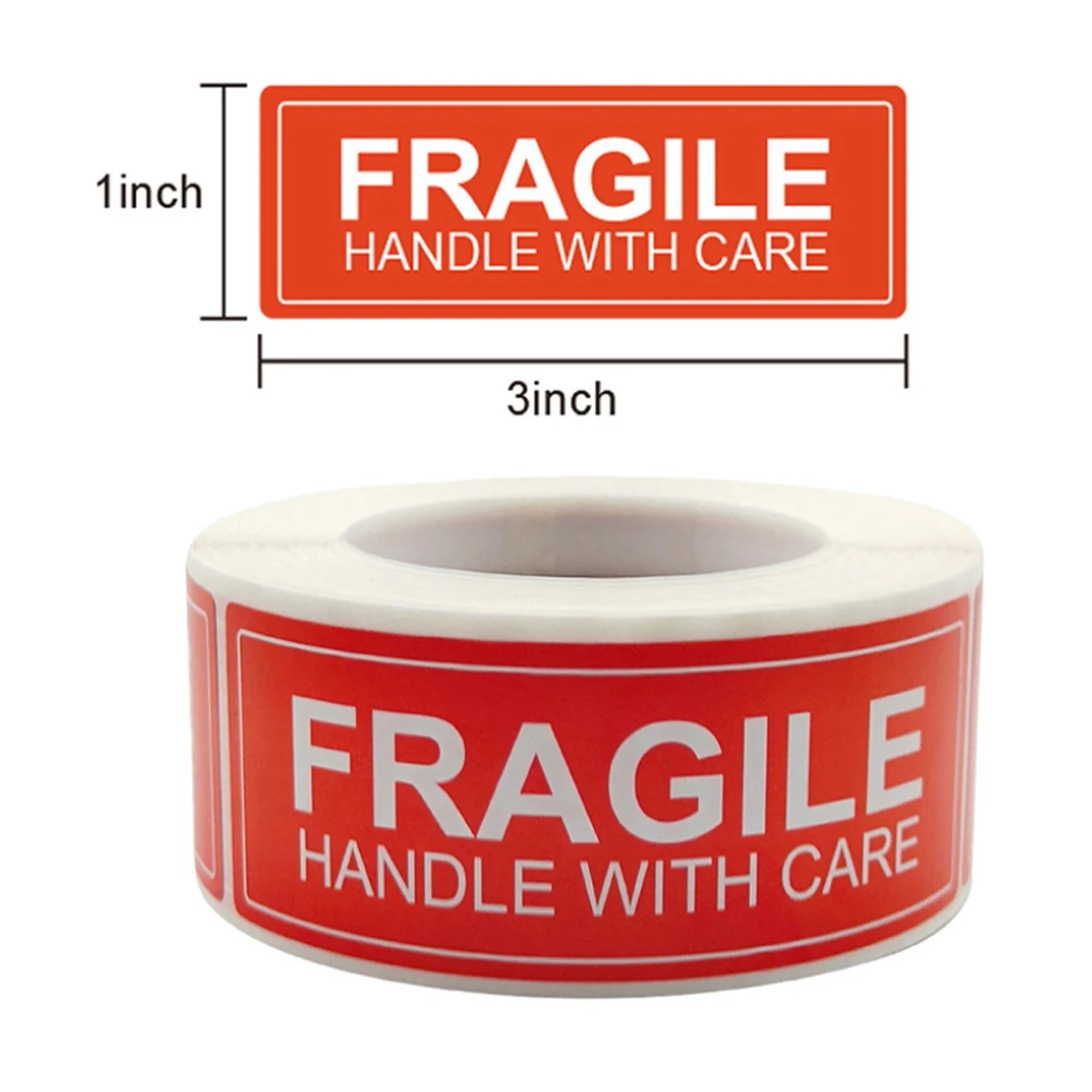 Custom 3x2 Inch Red Warning Label Barcode Handle With Care Do Not Drop ...