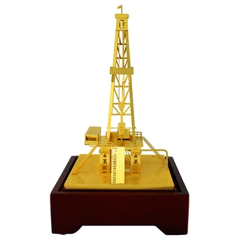 Derrick Oil Well Rig Brass Sculpture W Wood Base Desk Model Oilfield ...