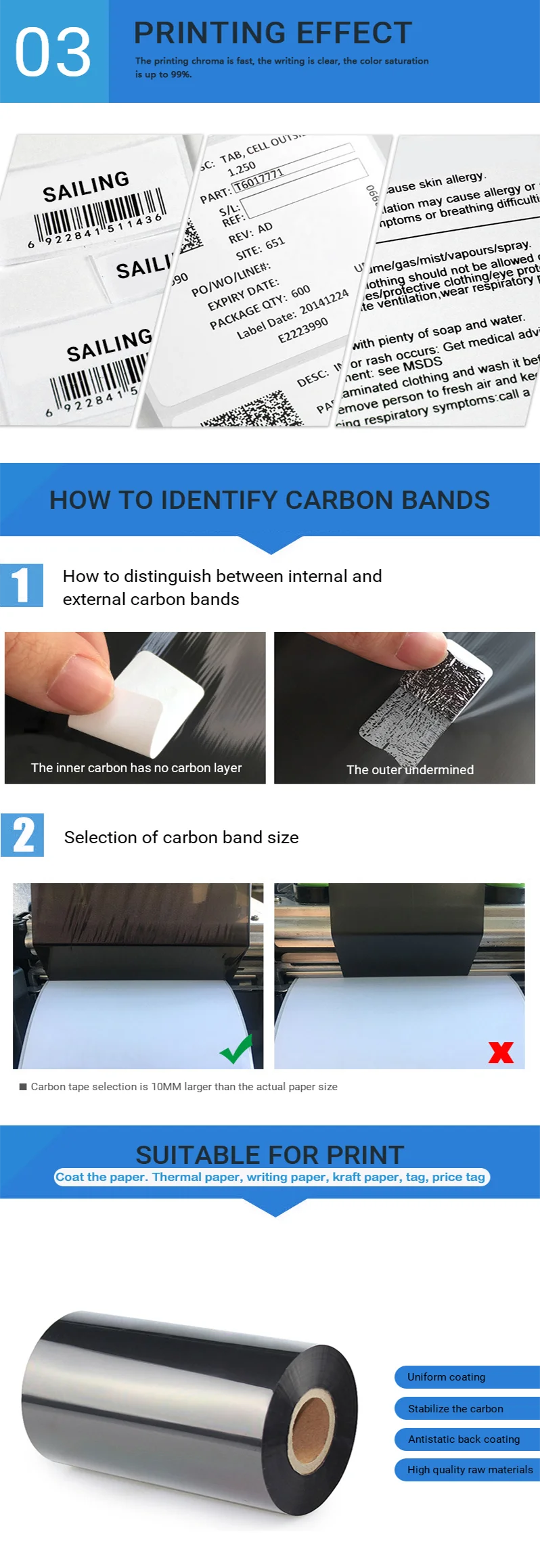 Factory High Quality Ribbon Wax 110x300 450 Zebra Thermal Transfer ...